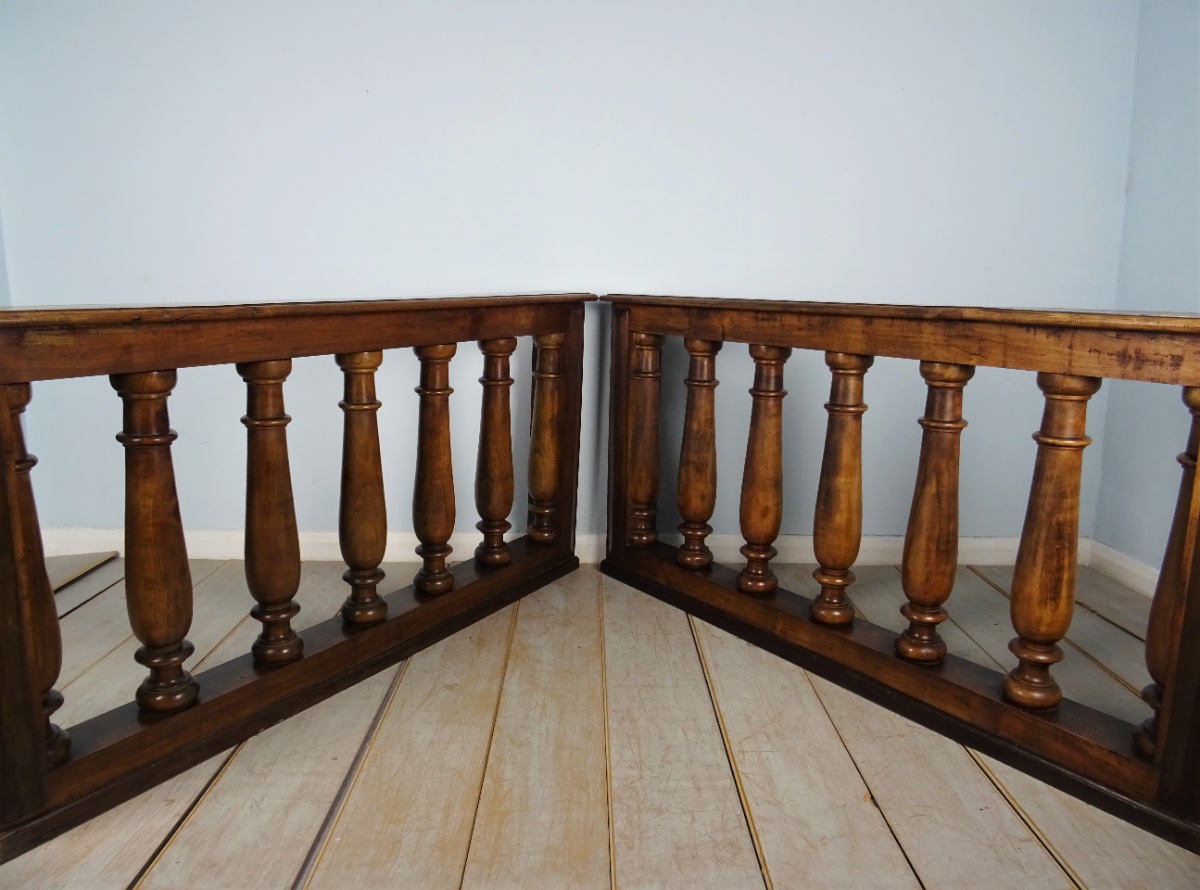 Pair of Italian Walnut Baluster Rails