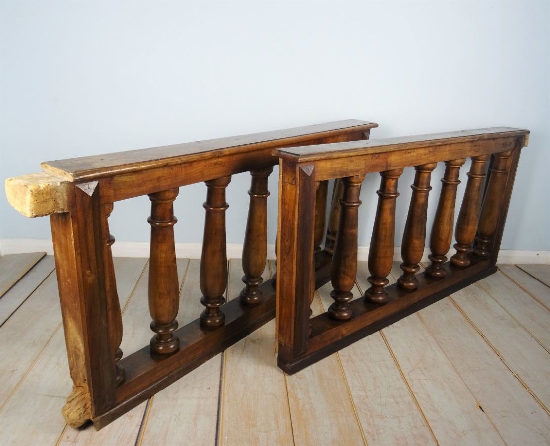 Pair of Italian Walnut Baluster Rails