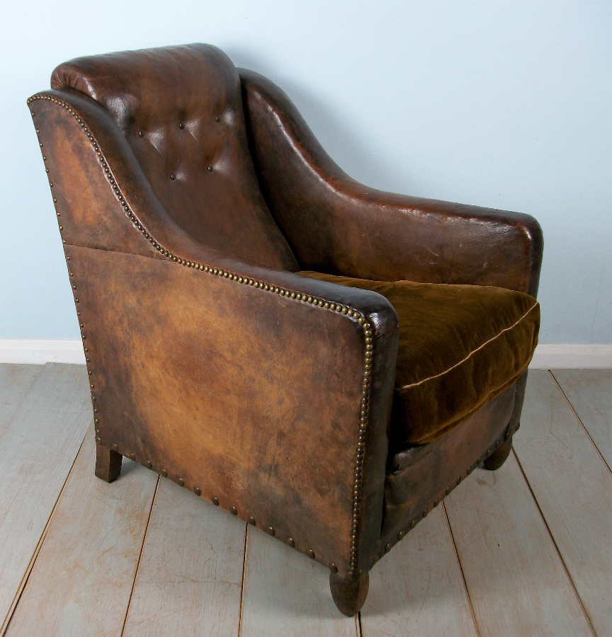 A Leather 1930's Deco Club Chair