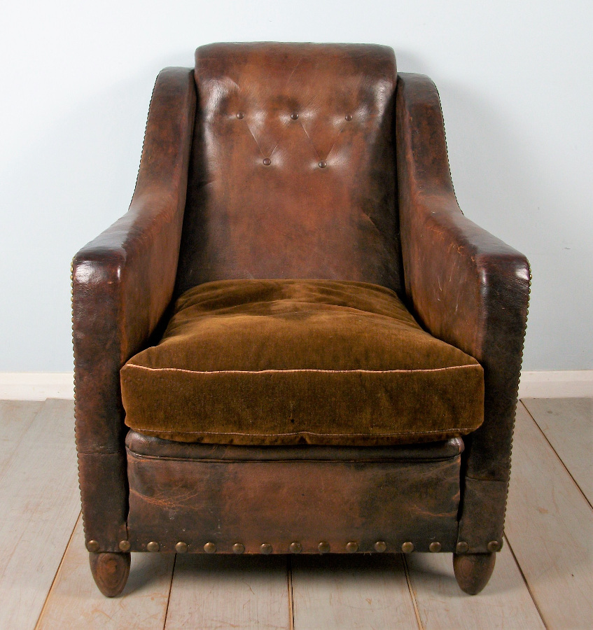 A Leather 1930's Deco Club Chair