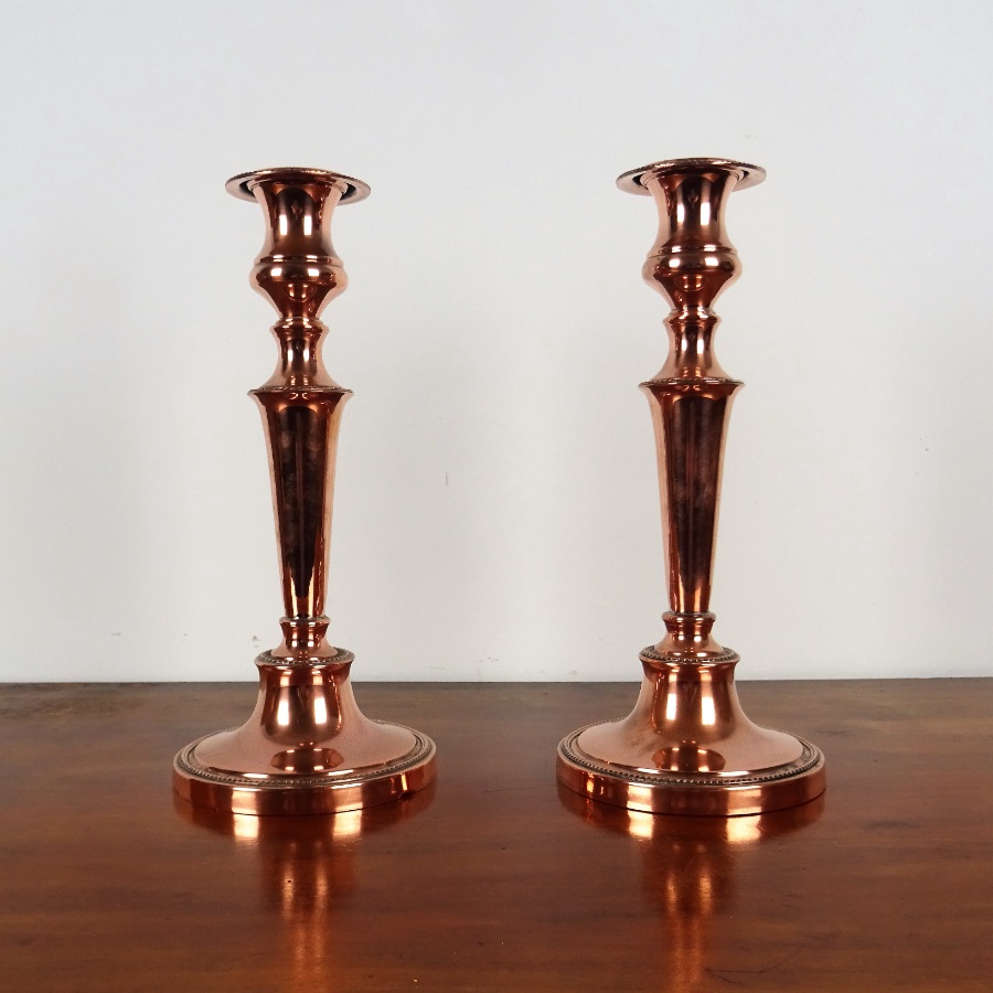 Pair of Antique Copper Candlesticks