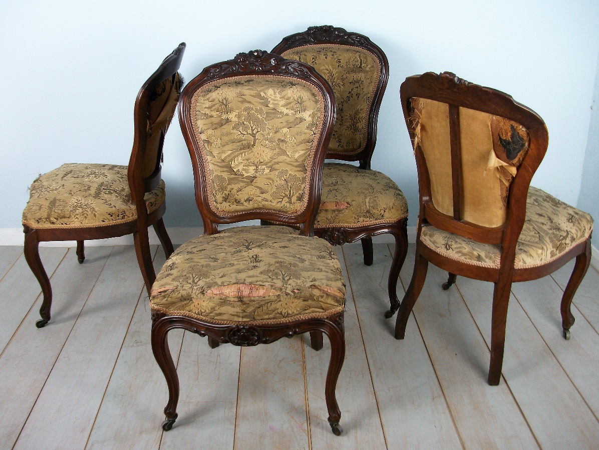 A Magnificent Set of Four Rosewood Dining / Hall Chairs