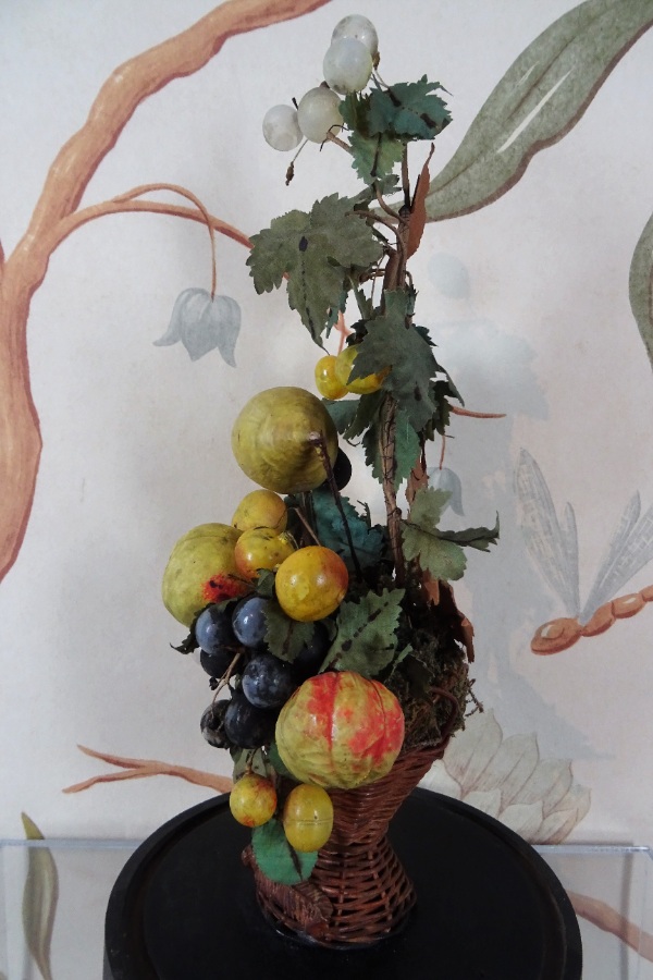 19th Century Still Life of Fruits under a glass Dome