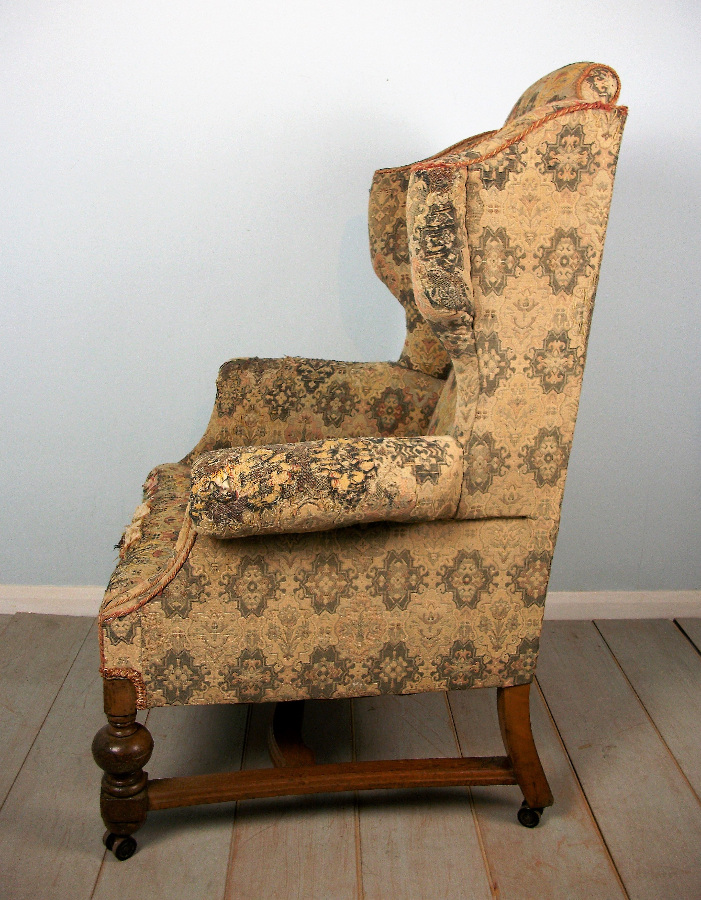 A William and Mary Revival Wing Back Armchair