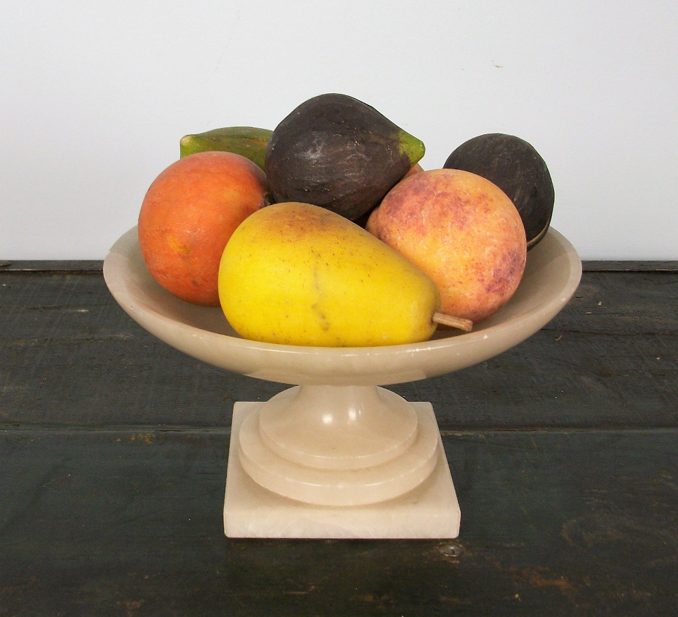 Italian Alabaster Stemmed Bowl with Fruits