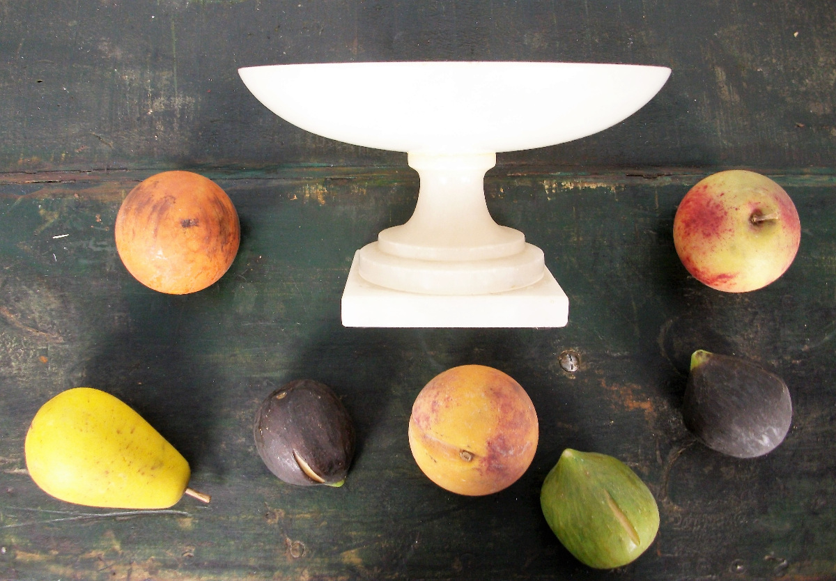 Italian Alabaster Stemmed Bowl with Fruits